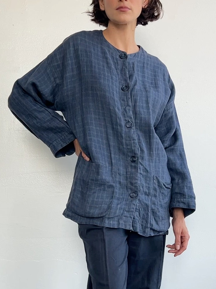 Vintage Vintage Calvin Klein Indigo Linen Jacket Banshee