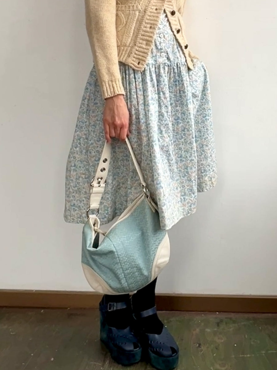 Vintage Pale Blue Coach Logo Hobo Banshee