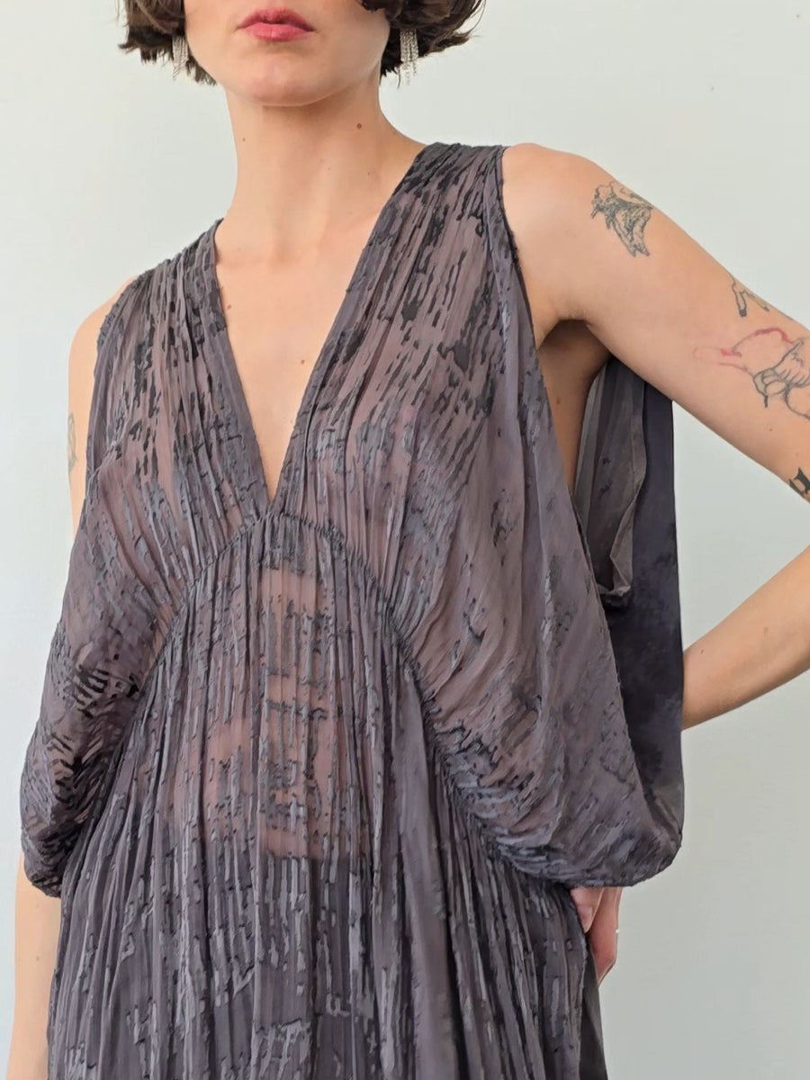 Vintage Flowing Silk Storm Goddess Dress (S) -Banshee